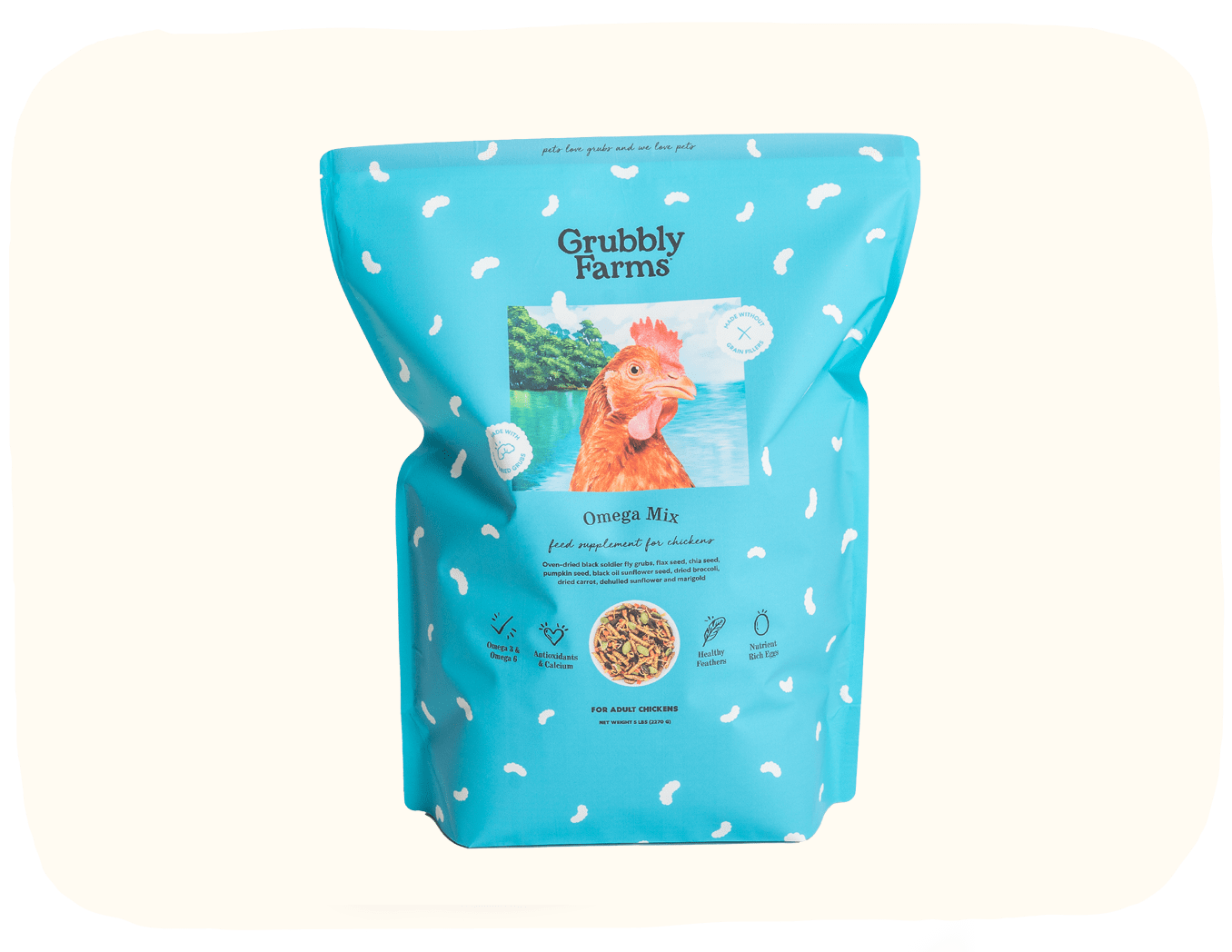 Omega Mix Chicken Feed Topper & Snack | Grubbly Farms